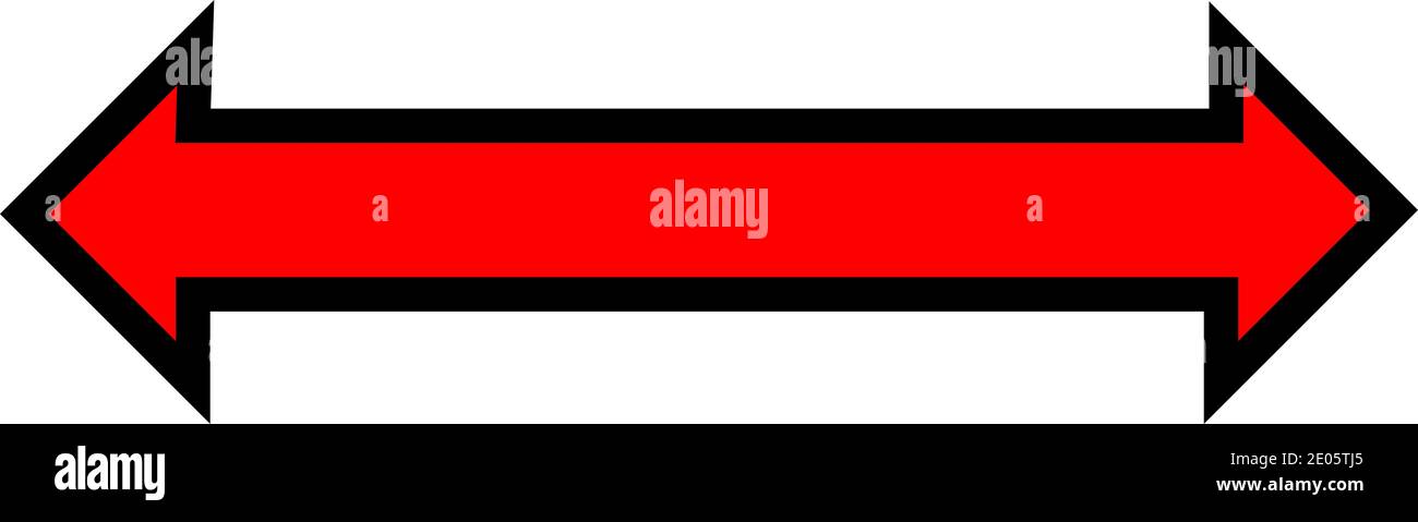 A red arrow pointing in both directions with thick black boarder Stock ...