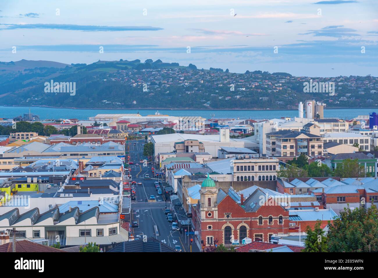DUNEDIN, NEW ZEALAND, JANUARY 24, 2020: Aerial view of Dunedin in New ...
