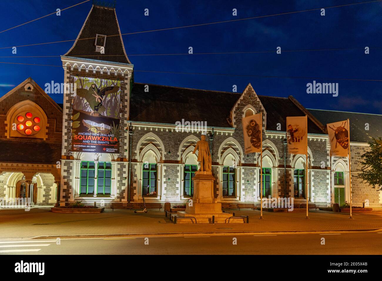 CHRISTCHURCH, NEW ZEALAND, JANUARY 21, 2020: Night view of Canterbury ...
