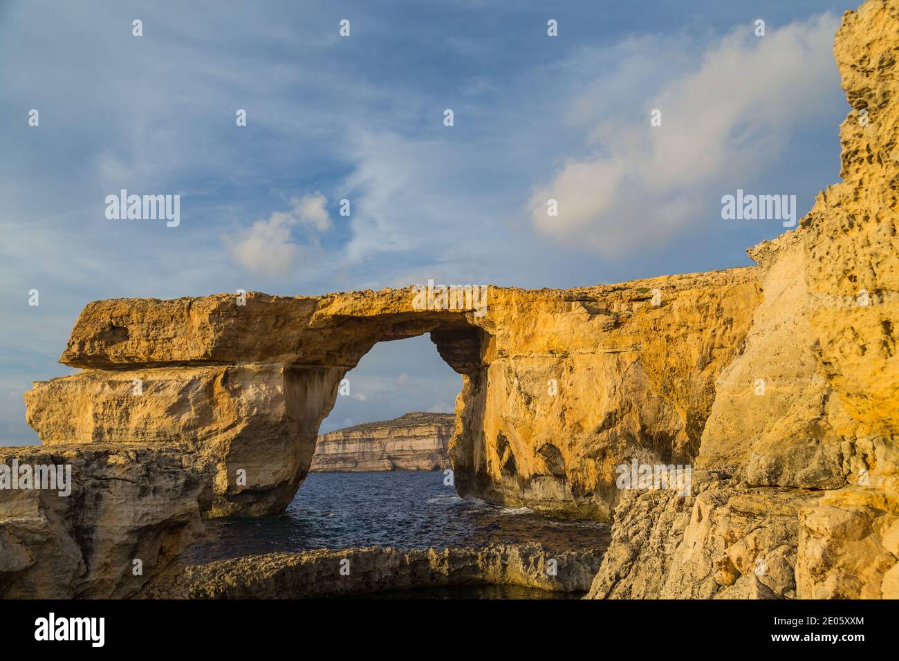 Azure Window, a natural rock arch, west coast, Gozo island, Malta Stock ...