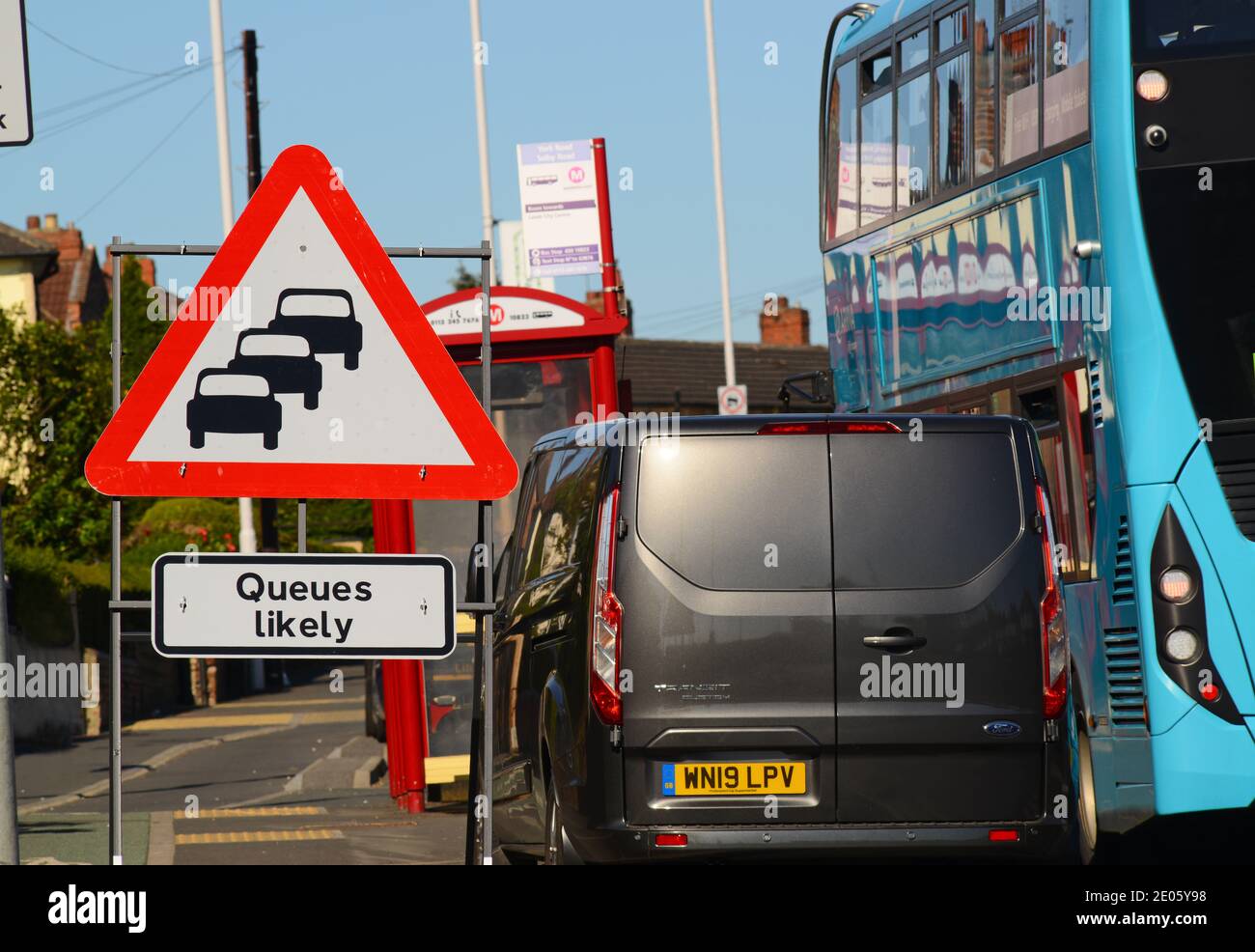 warning sign of queuing traffic likely at roadworks leeds united ...