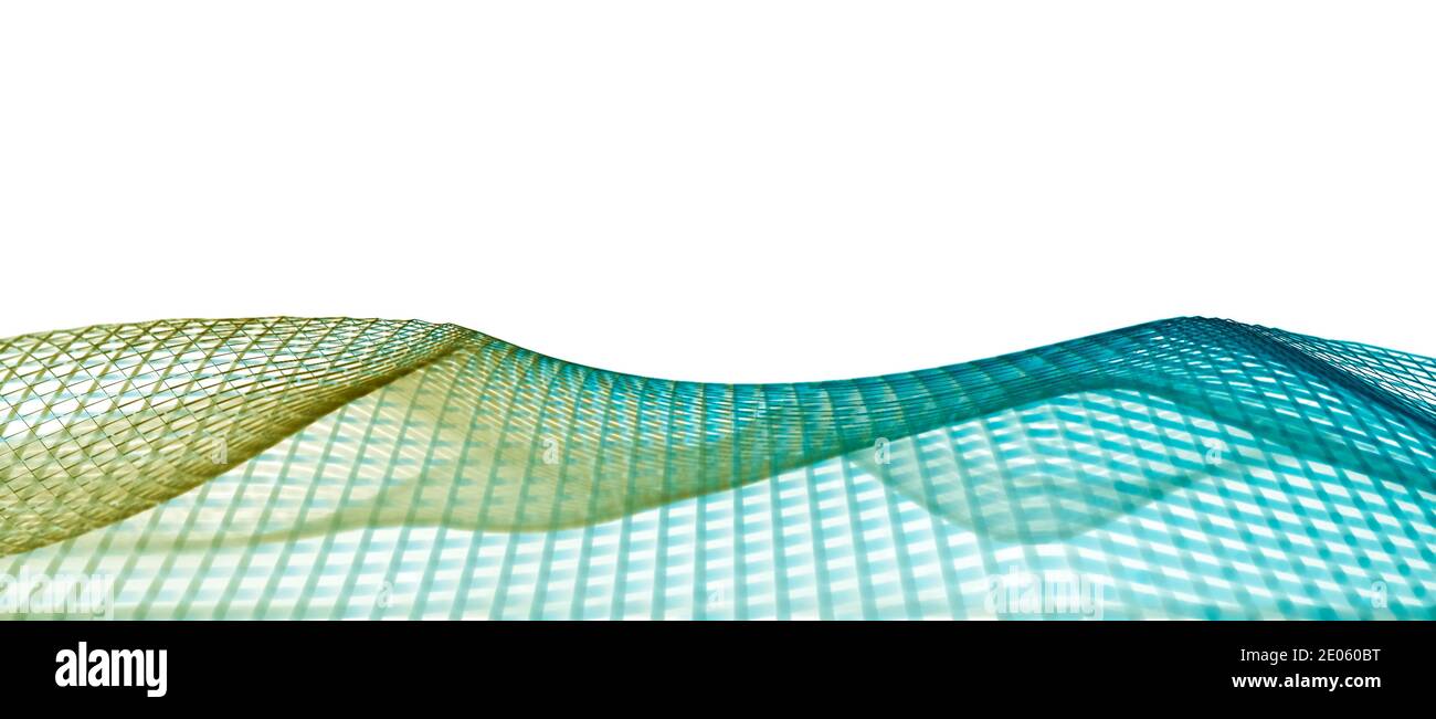 Modern abstract iridescent colourful wireframe structure, virtual grid ...