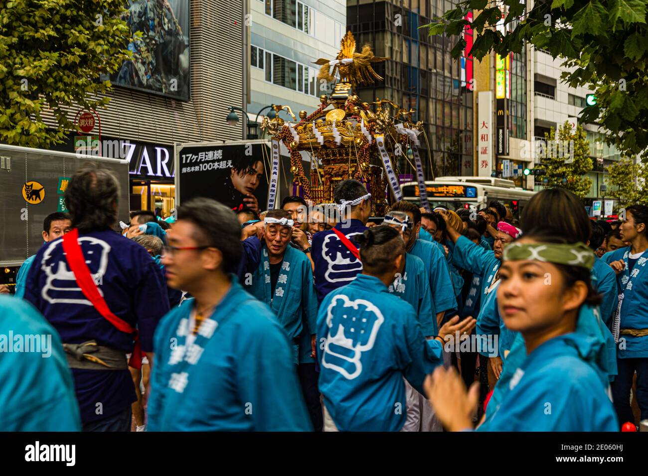 Omikoshi Nezu Shrine Festival in Shibuya, Tokyo Stock Photo - Alamy