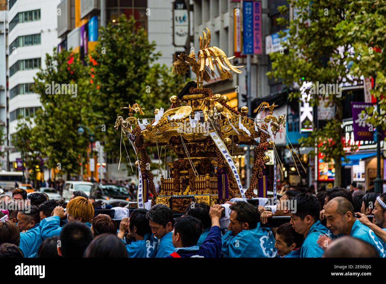 Omikoshi Nezu Shrine Festival in Shibuya, Tokyo Stock Photo - Alamy