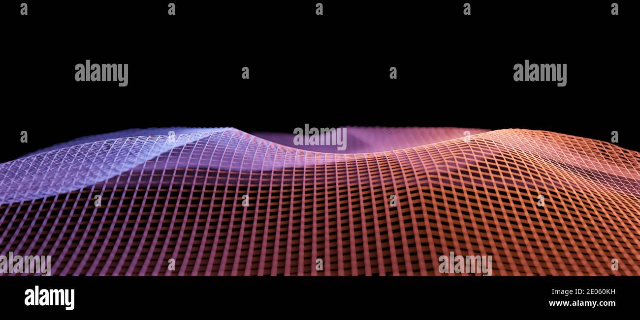 Modern Abstract Iridescent Colourful Wireframe Structure Virtual Grid Background Science Or