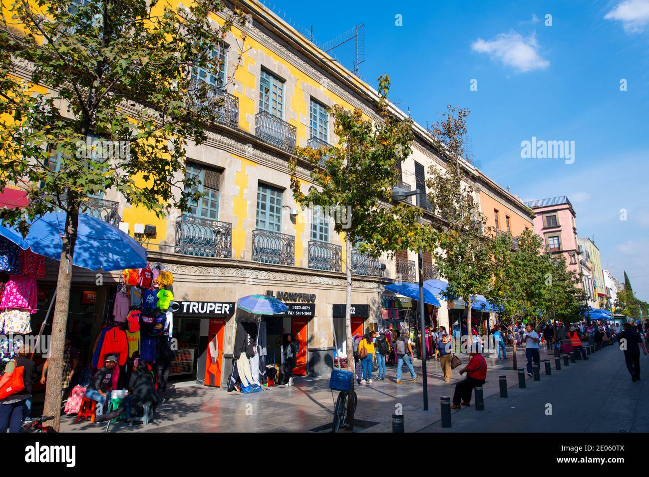 Historic buildings on Corregidora Street near La Academia Street in ...