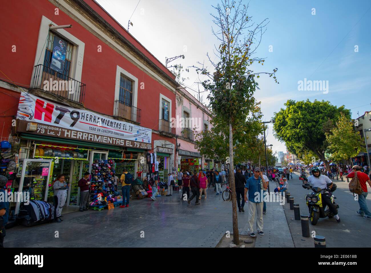 Historic buildings on Corregidora Street at Alhondiga Street in ...