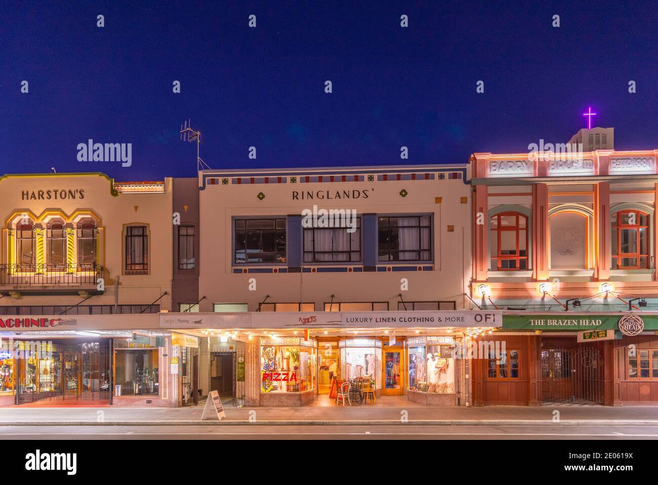 NAPIER, NEW ZEALAND, FEBRUARY 10, 2020: Night view of historical ...