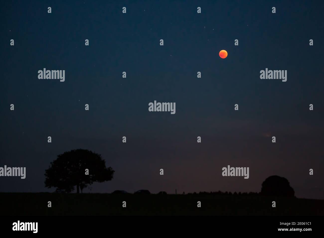 Blood moon during total lunar eclipse over Germany, July 2018 Stock ...