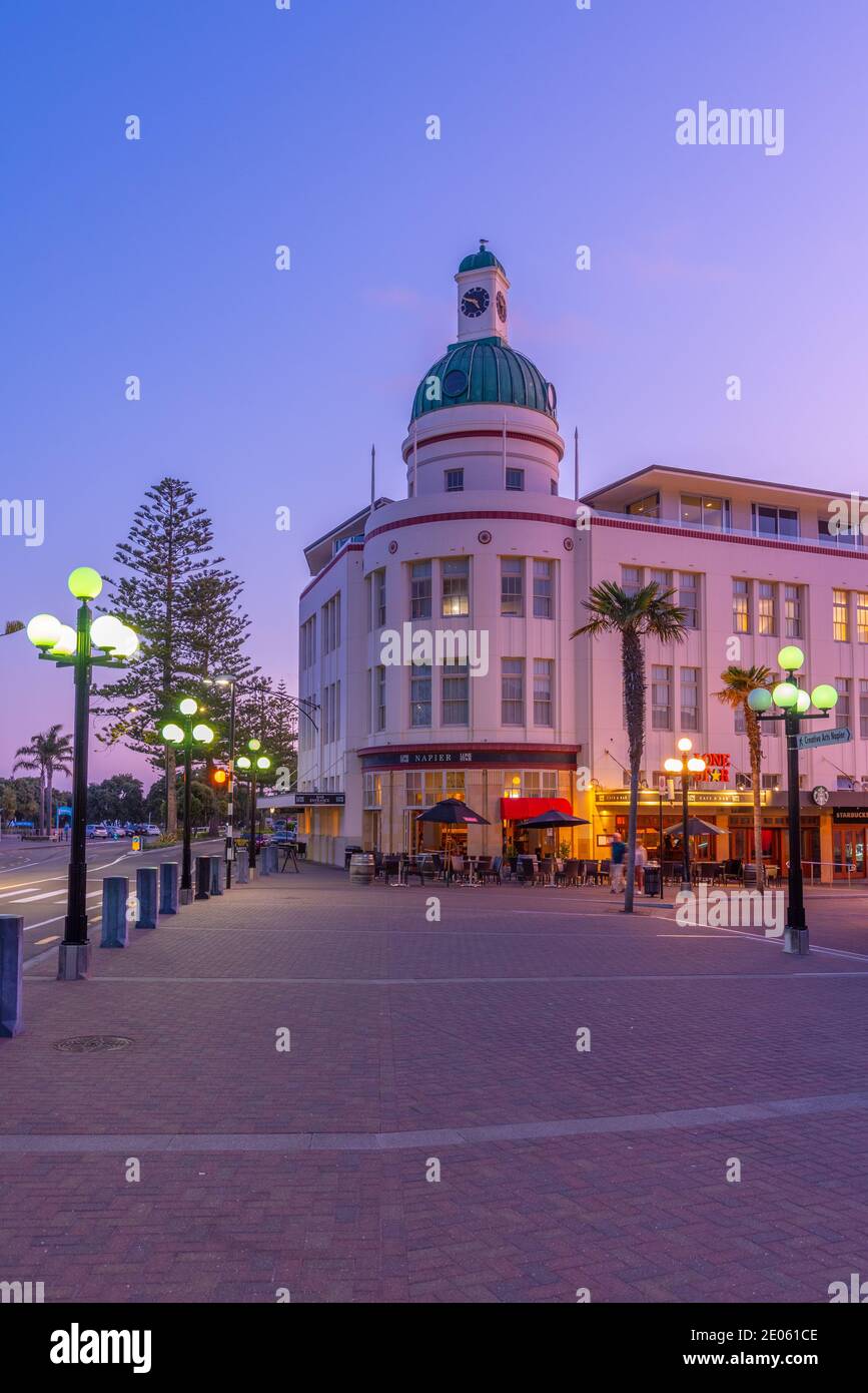 NAPIER, NEW ZEALAND, FEBRUARY 10, 2020: Night view of historical ...