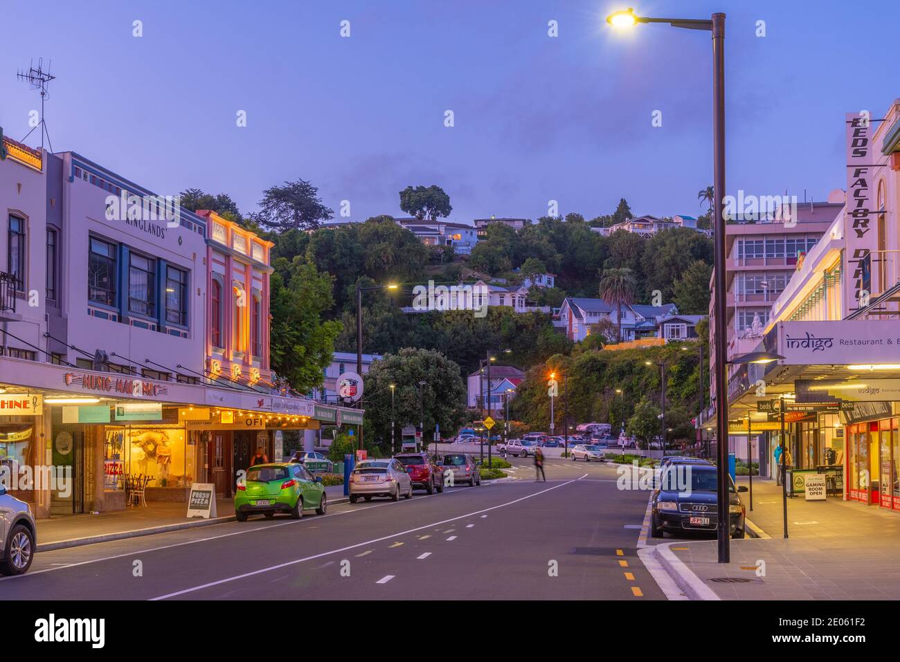 NAPIER, NEW ZEALAND, FEBRUARY 10, 2020: Night view of historical ...