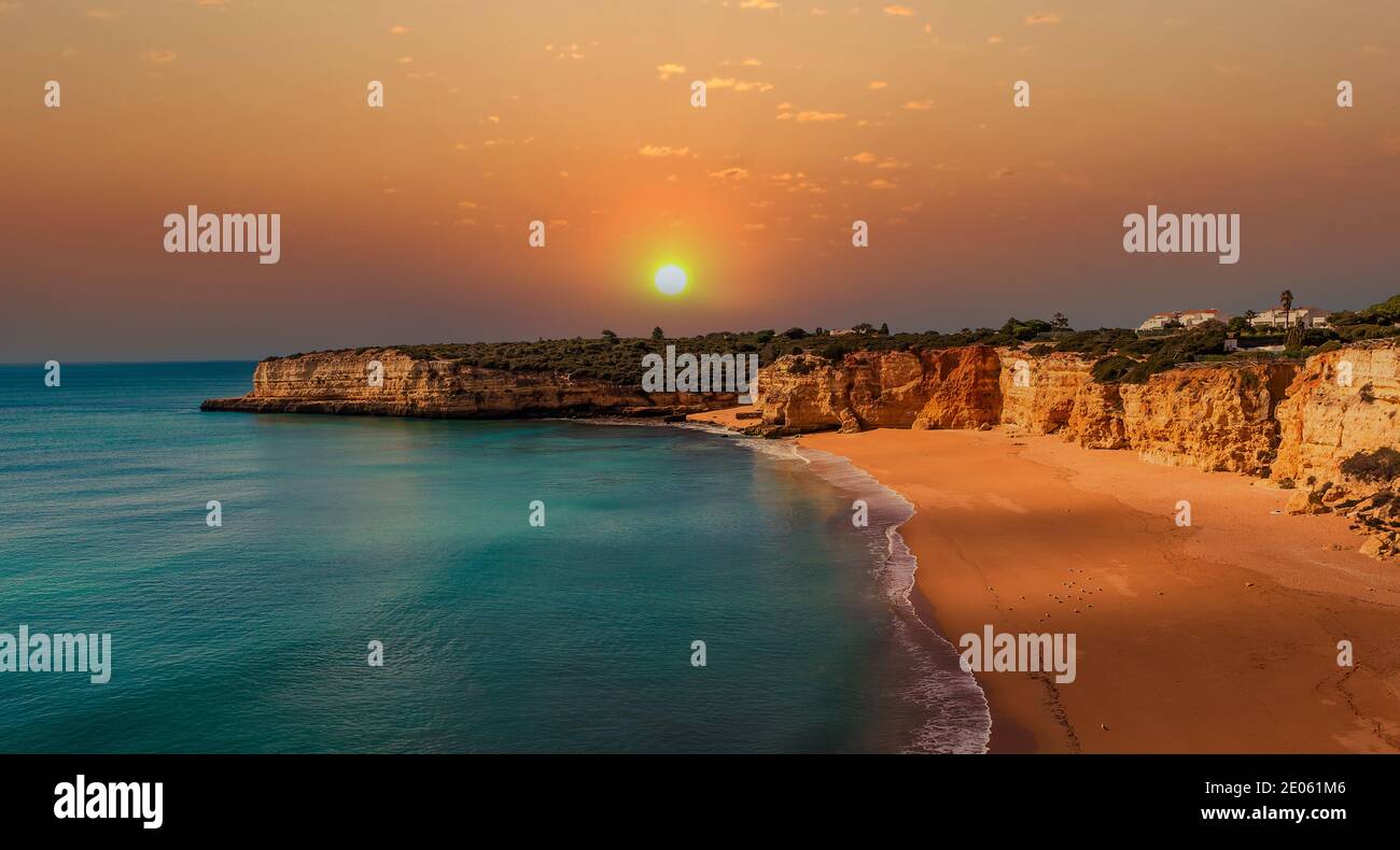 Beach and cliffs of Senhora da rocha, in Lagoa, Algarve, Portugal Stock ...