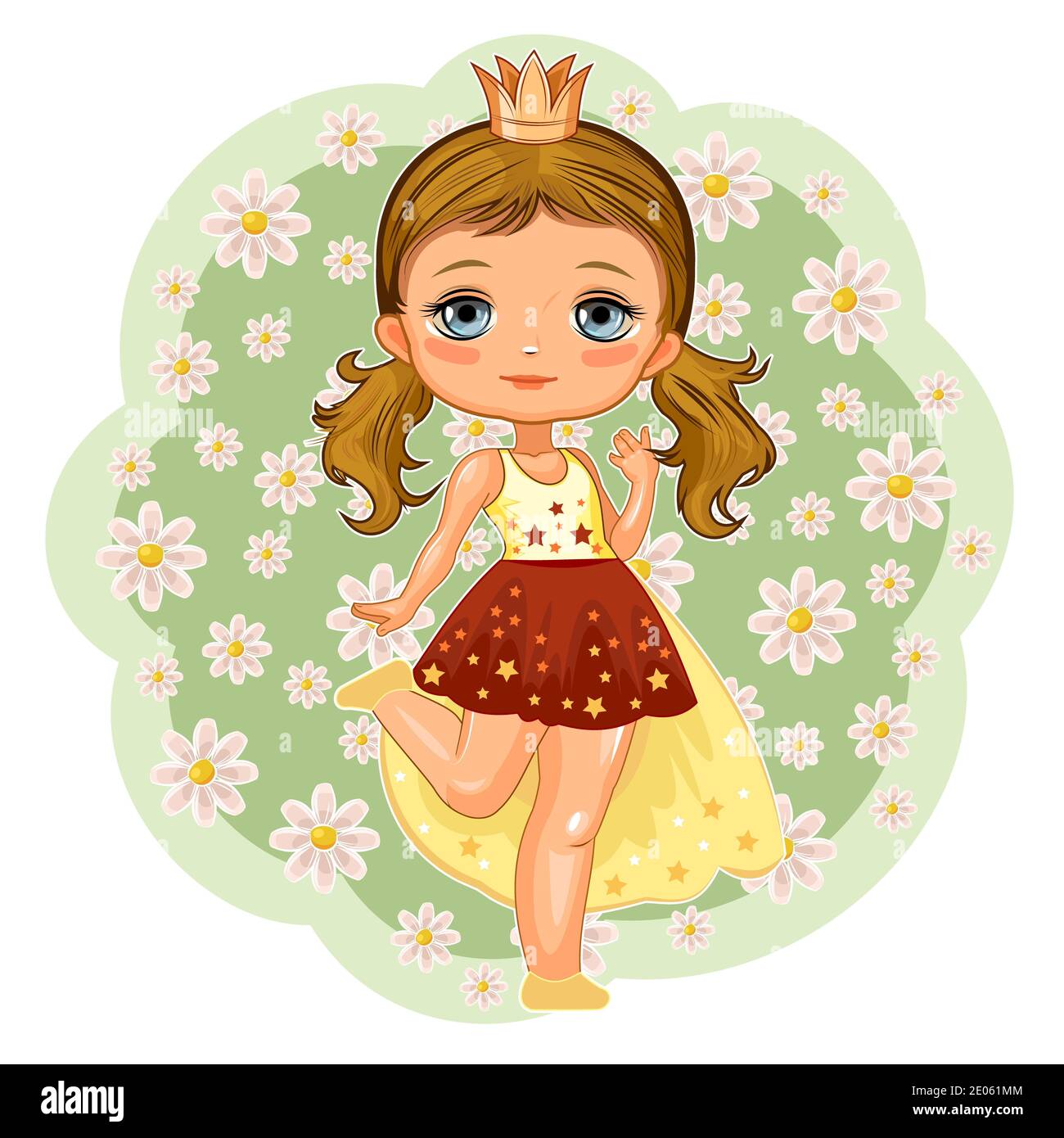 A cute little girl dressed as a princess. Cheerful funny child in a ...
