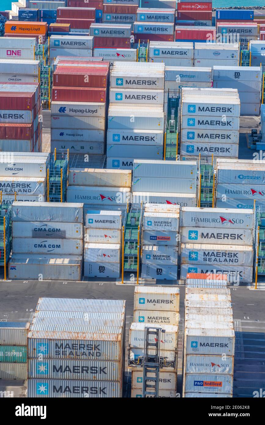 NAPIER, NEW ZEALAND, FEBRUARY 10, 2020: Containers in the port of ...