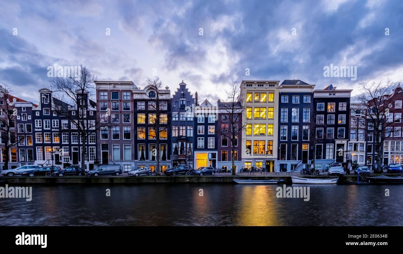 Amsterdam Netherlands during sunset, historical canals during sunset ...