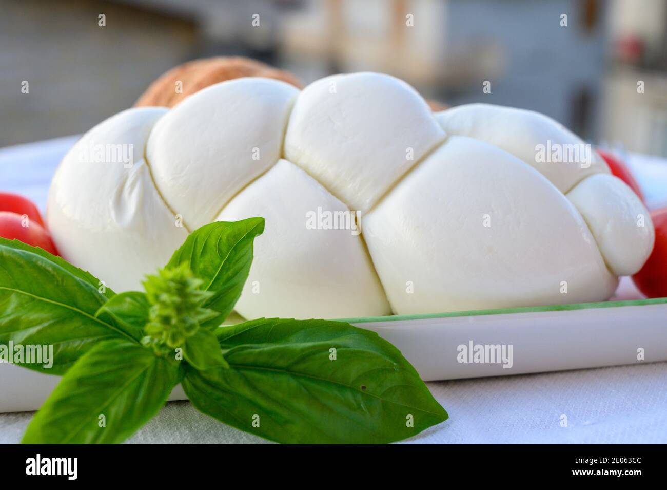 Fresh soft white italian cheese braid mozzarella buffalo made from ...