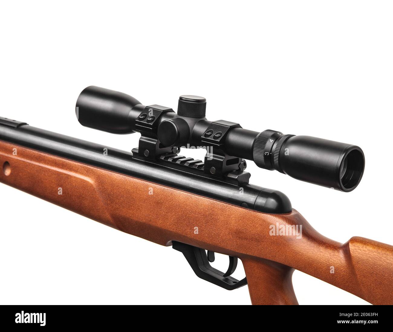 Pneumatic weapons for sports and hunting. Air rifle isolate on a white ...