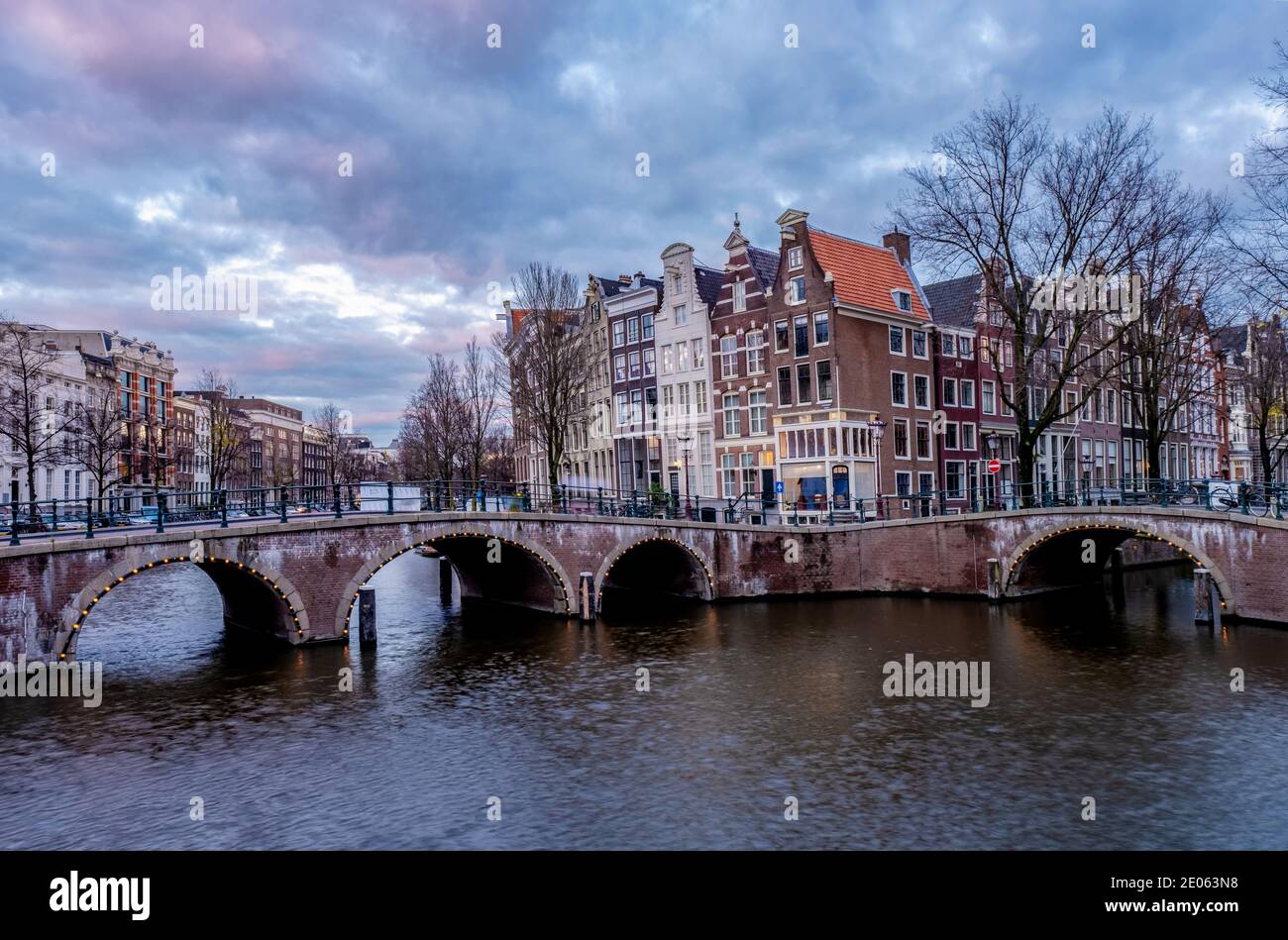Amsterdam Netherlands during sunset, historical canals during sunset ...