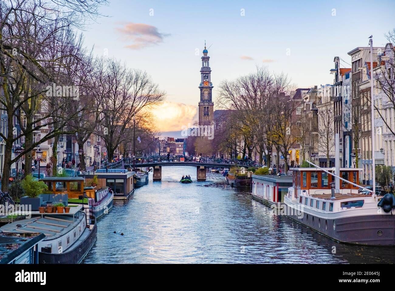 Amsterdam Netherlands during sunset, historical canals during sunset ...