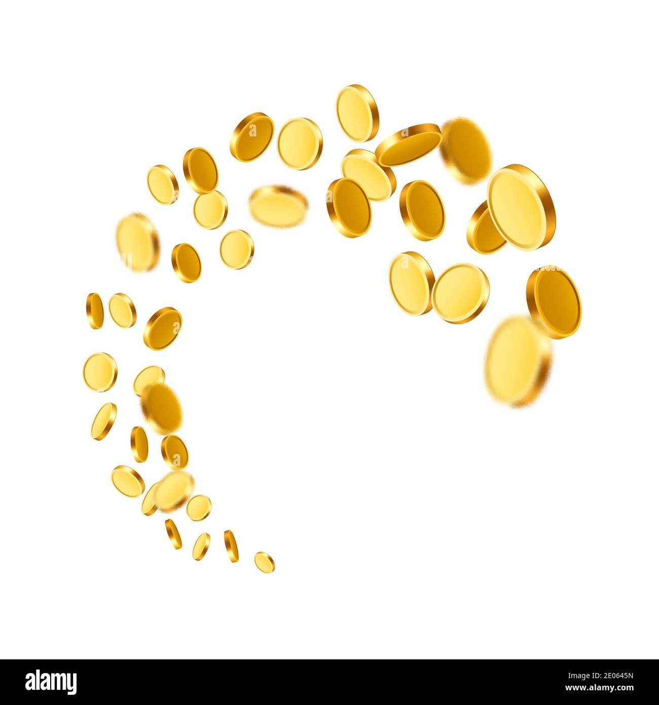 Many flying coins on the white background. Vector illustration Stock ...