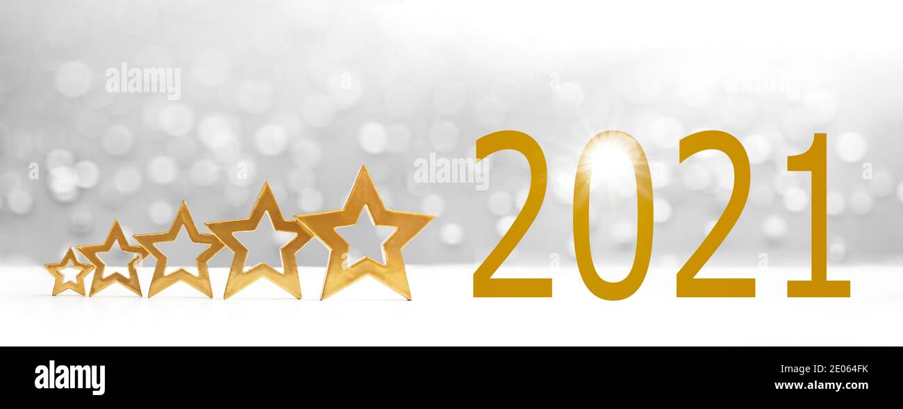 Better New Year concept. Golden 2021 text on a sparkling white ...