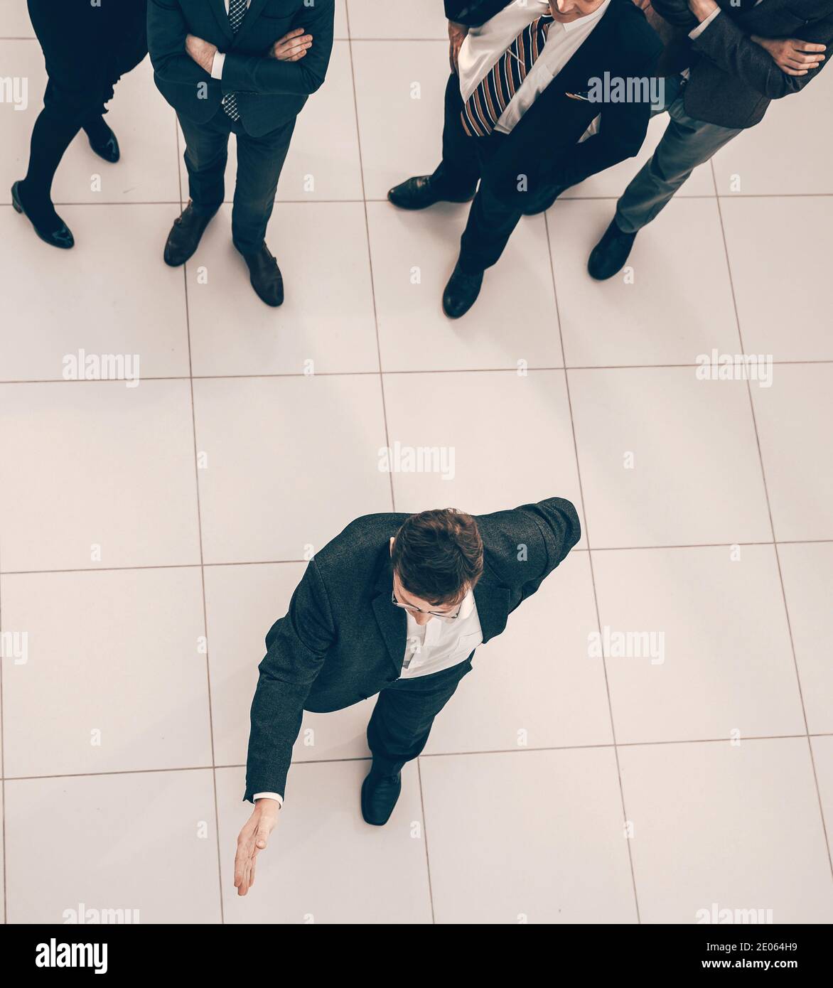 top view. businessman holding out his hand for a handshake Stock Photo ...