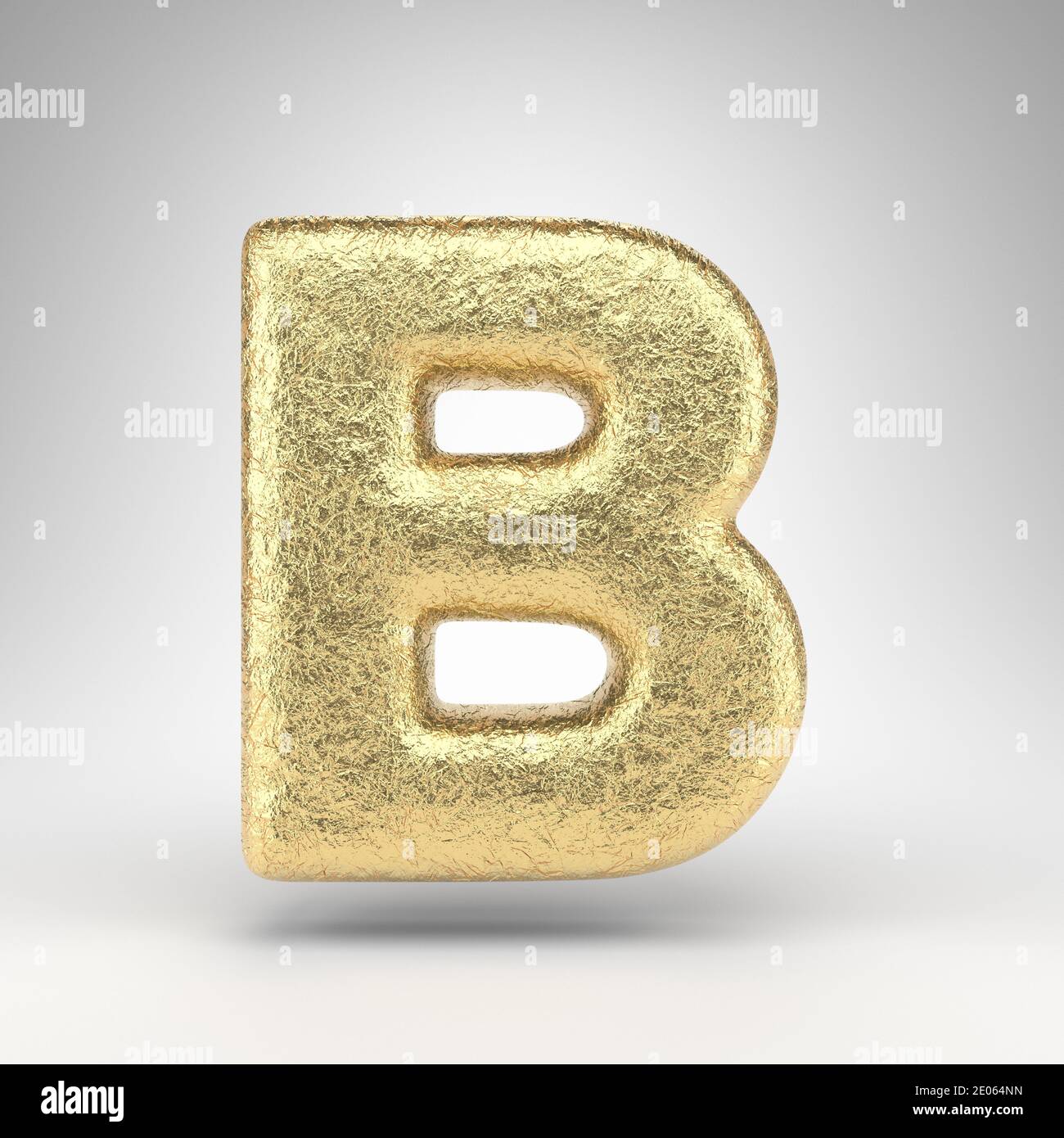 Letter B uppercase on white background. Creased golden foil 3D rendered ...