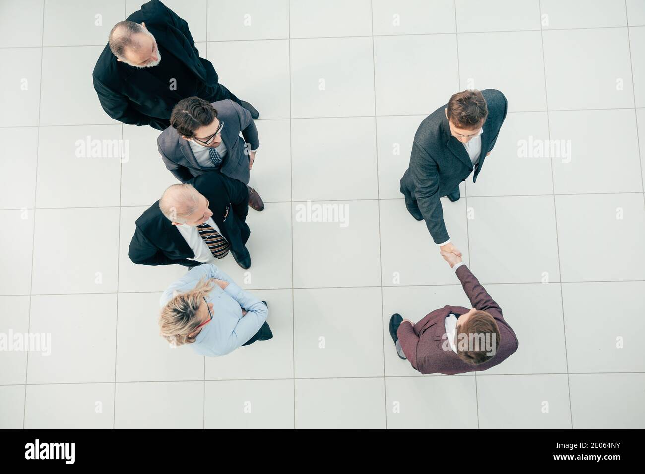 top view. business people meeting each other with a handshake Stock ...