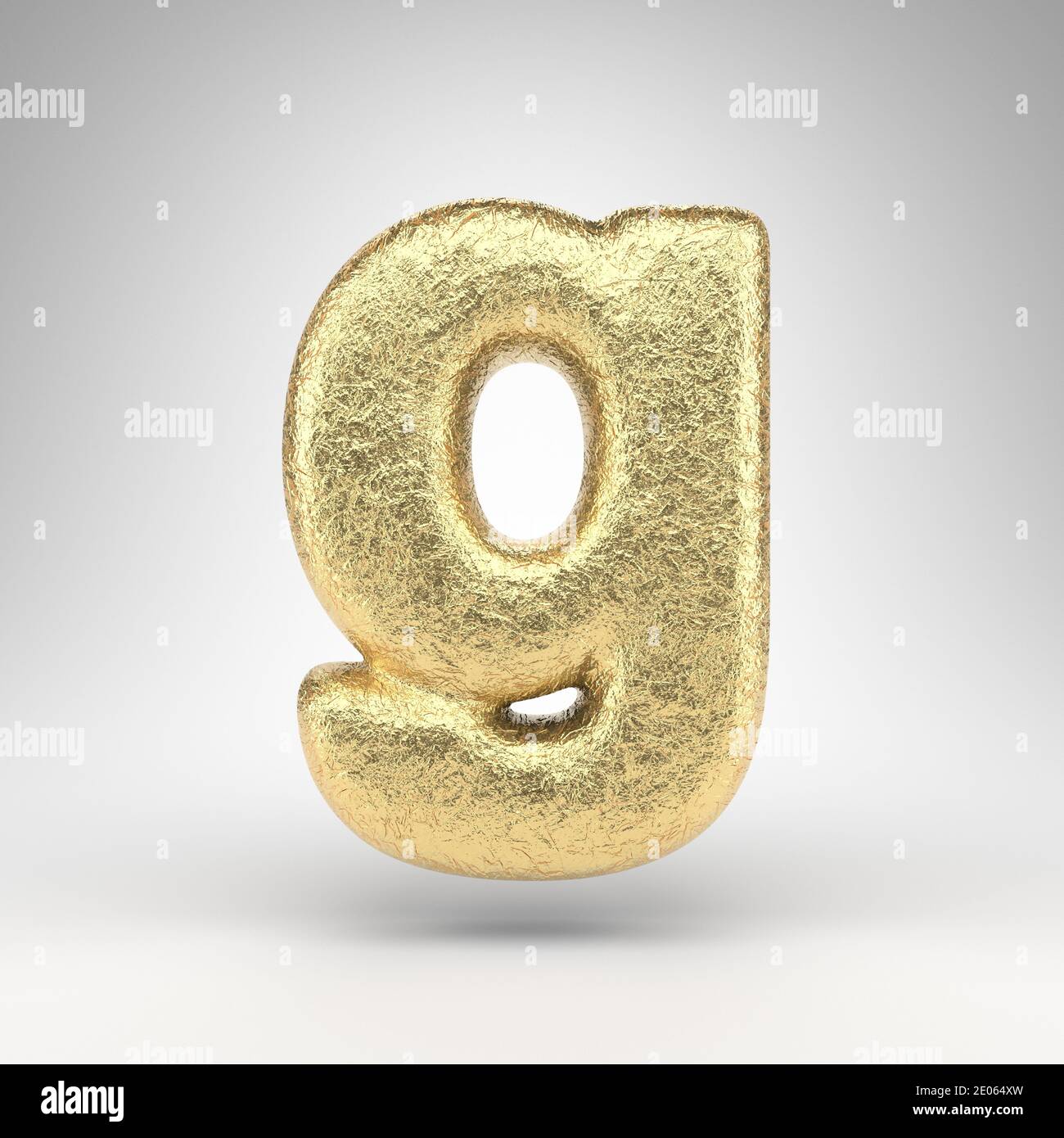 Letter G lowercase on white background. Creased golden foil 3D rendered ...