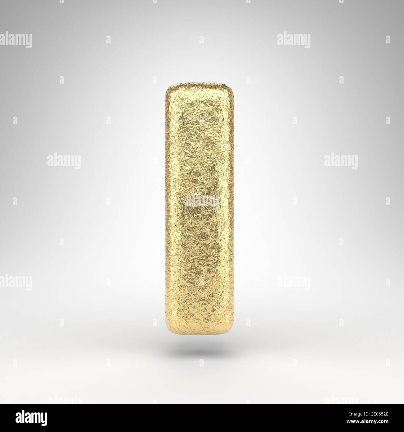 Letter L lowercase on white background. Creased golden foil 3D rendered ...