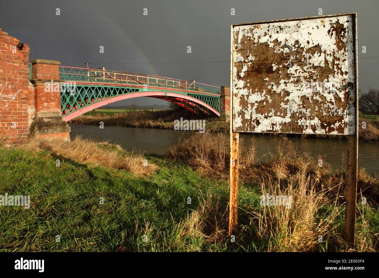 The Grade II listed Hibaldstow bridge (1889) across the River Ancholme ...