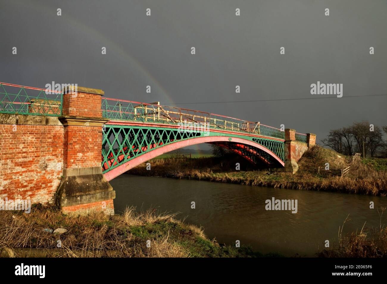 The Grade II listed Hibaldstow bridge (1889) across the River Ancholme ...