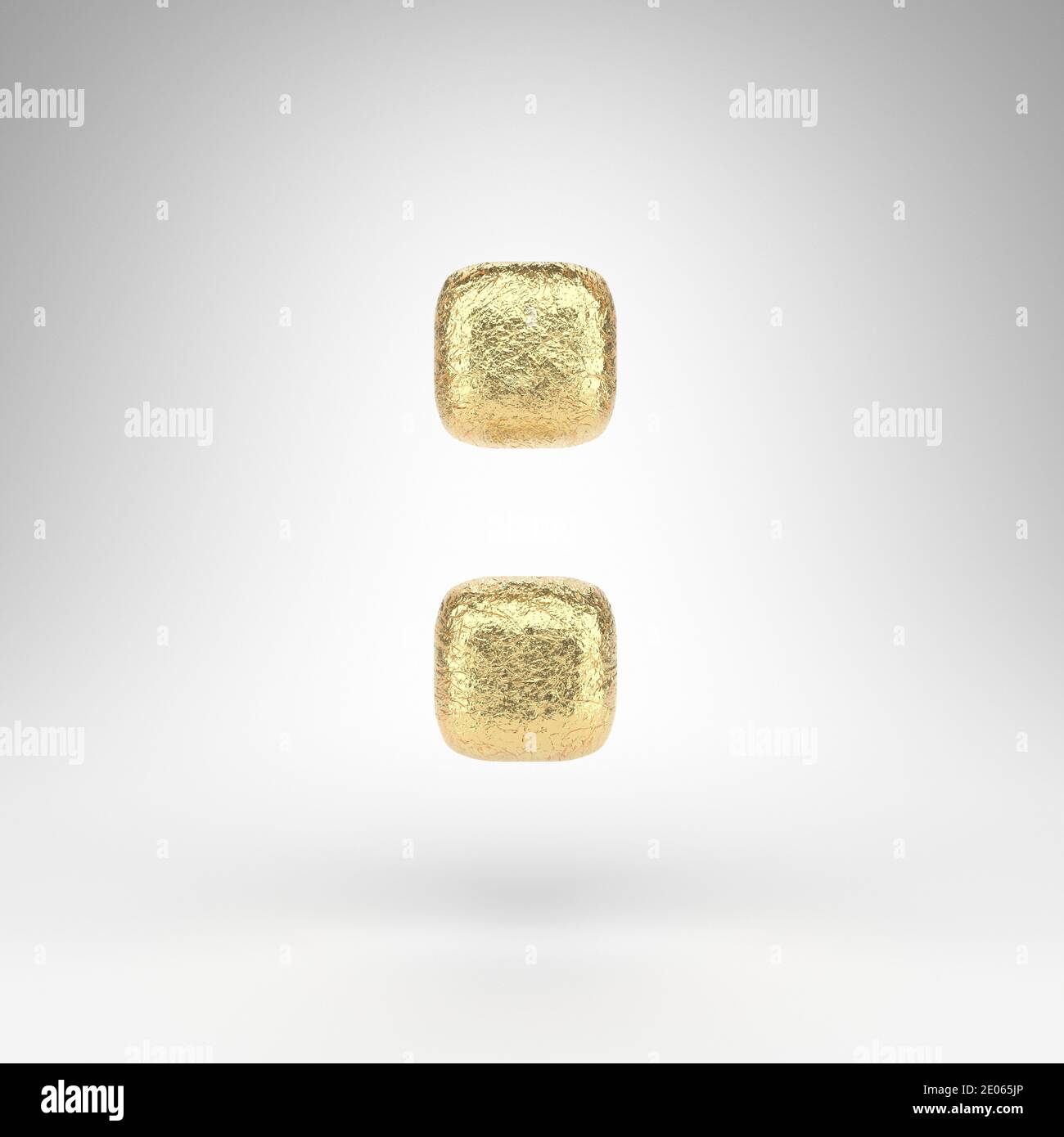 Colon symbol on white background. Creased golden foil 3D rendered sign ...