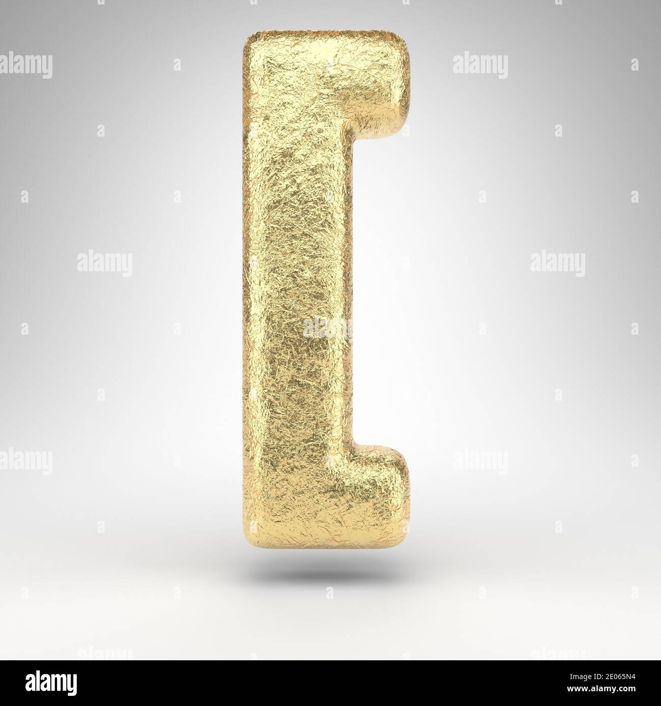 Left square bracket symbol on white background. Creased golden foil 3D ...