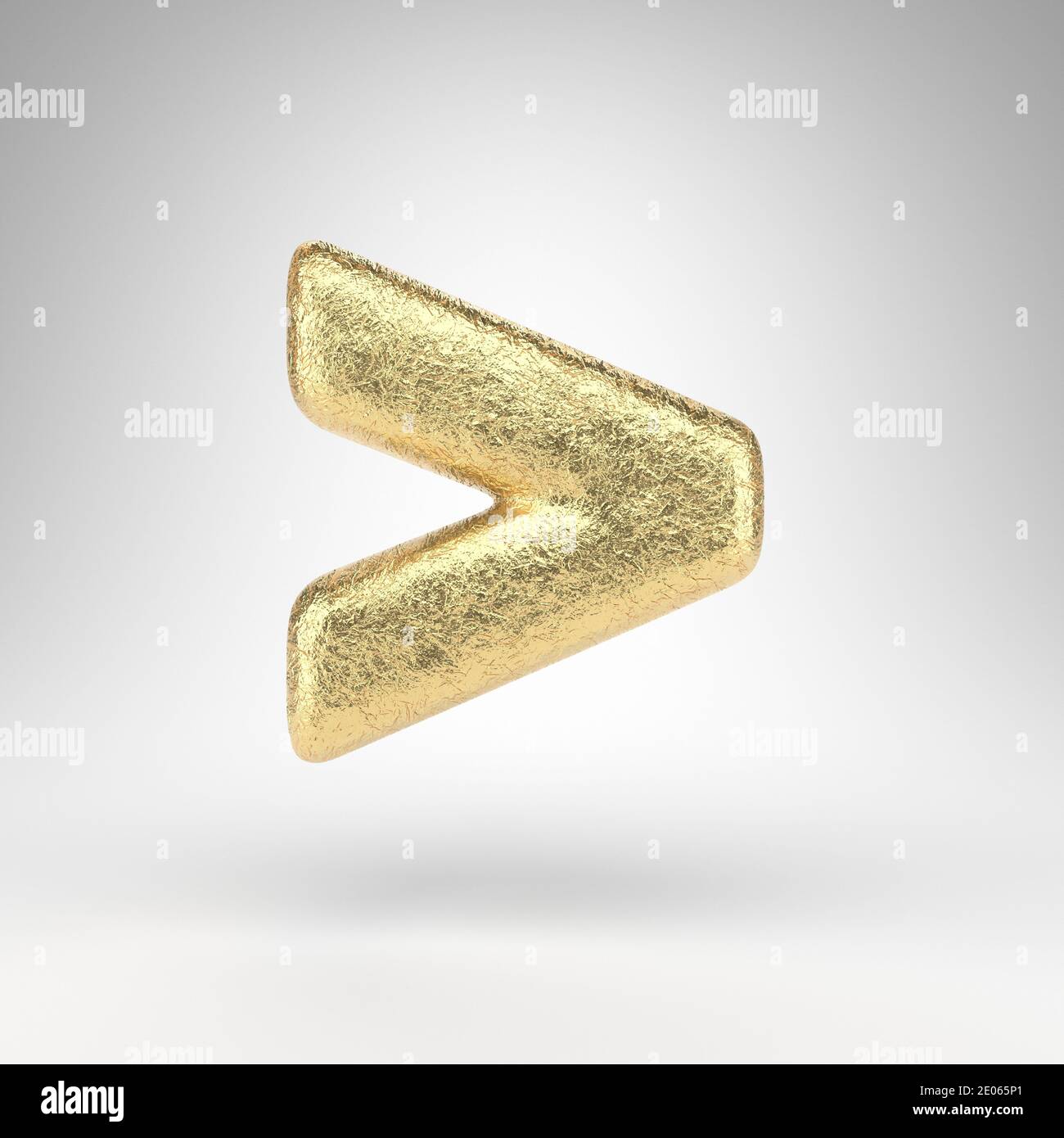 More than symbol on white background. Creased golden foil 3D rendered ...