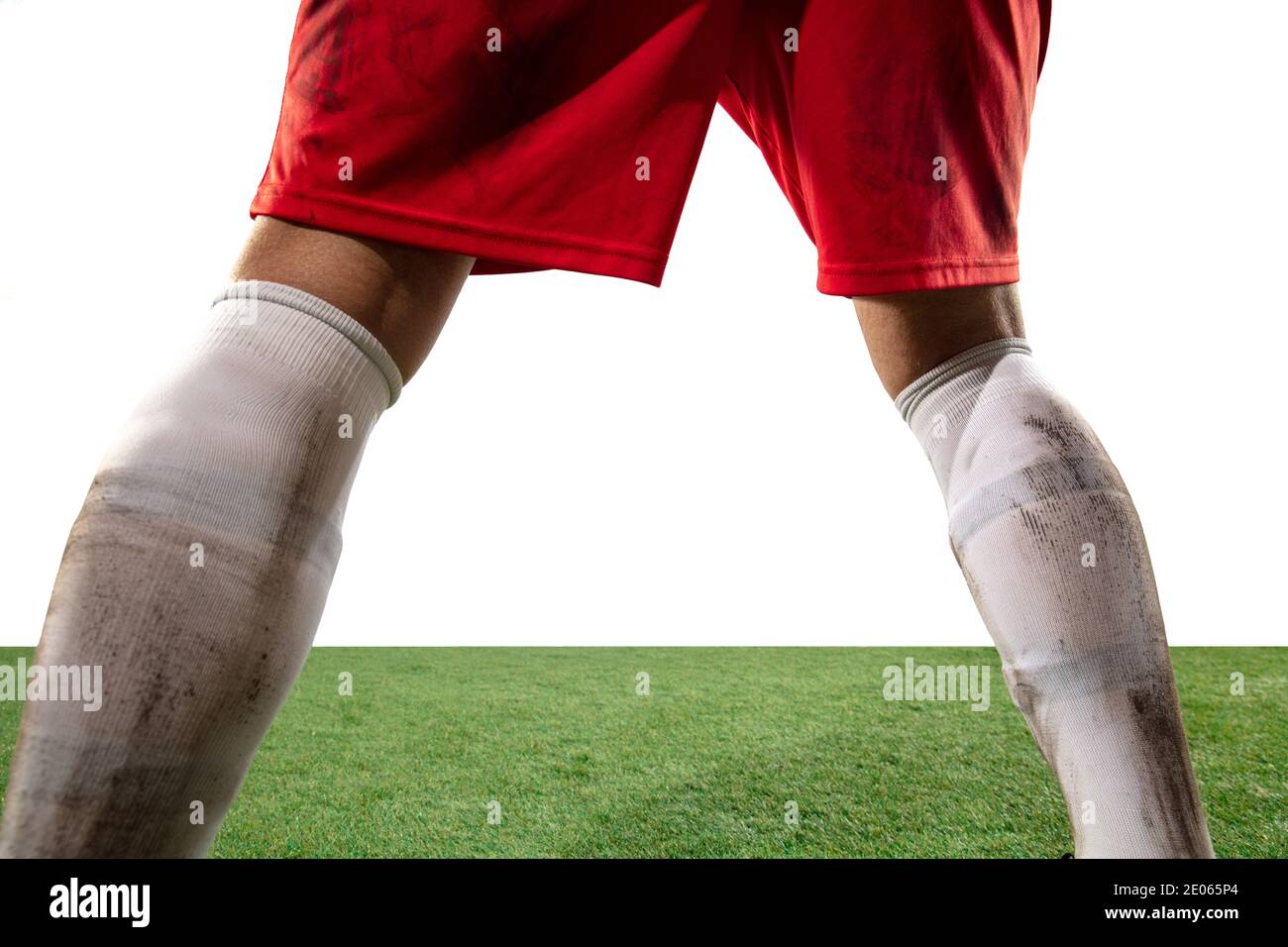 Attacking. Close up legs of professional soccer, football player ...