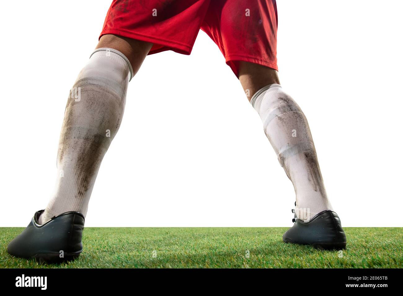 Attacking. Close up legs of professional soccer, football player ...