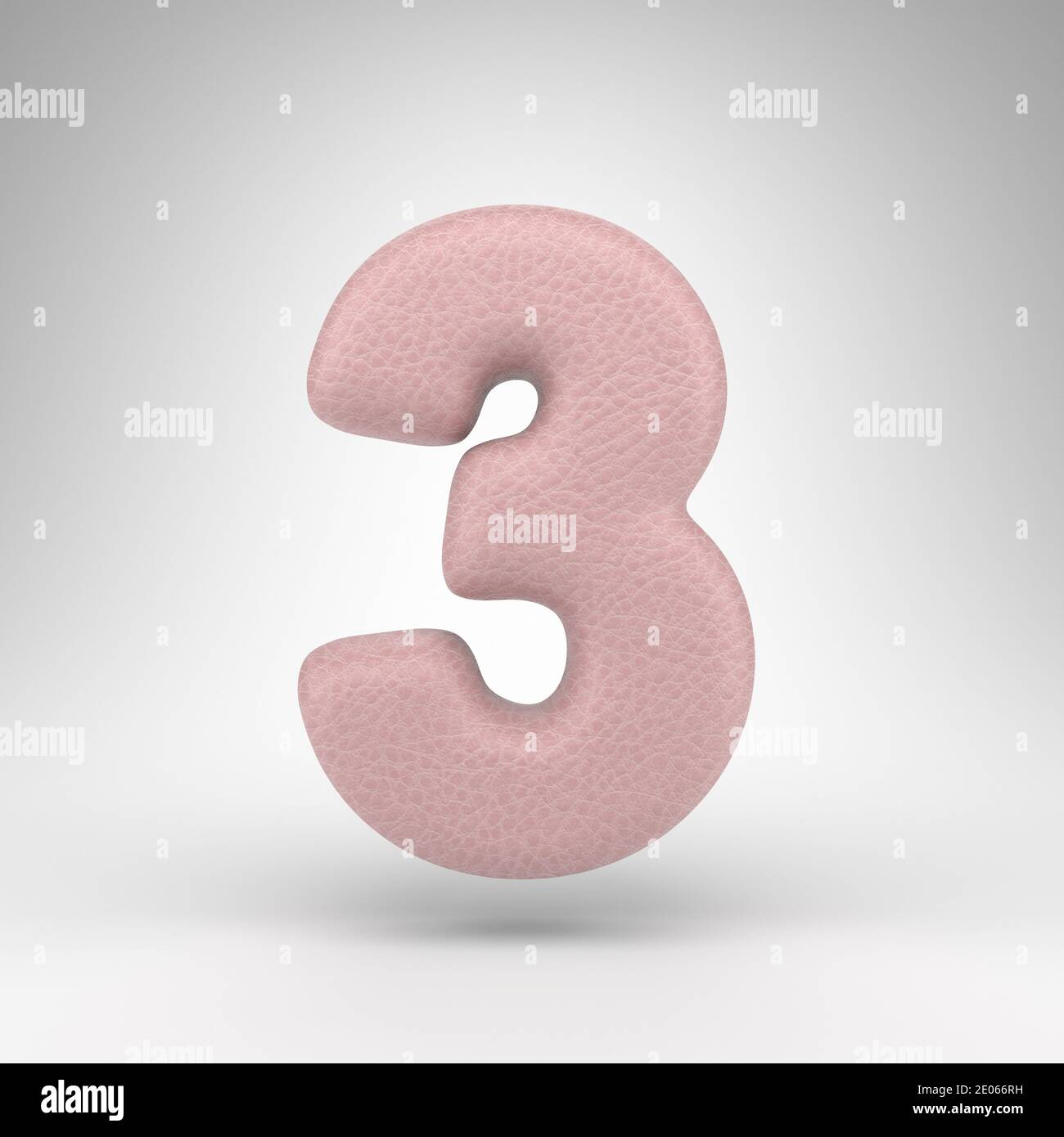 Number 3 on white background. Pink leather 3D rendered number with skin ...