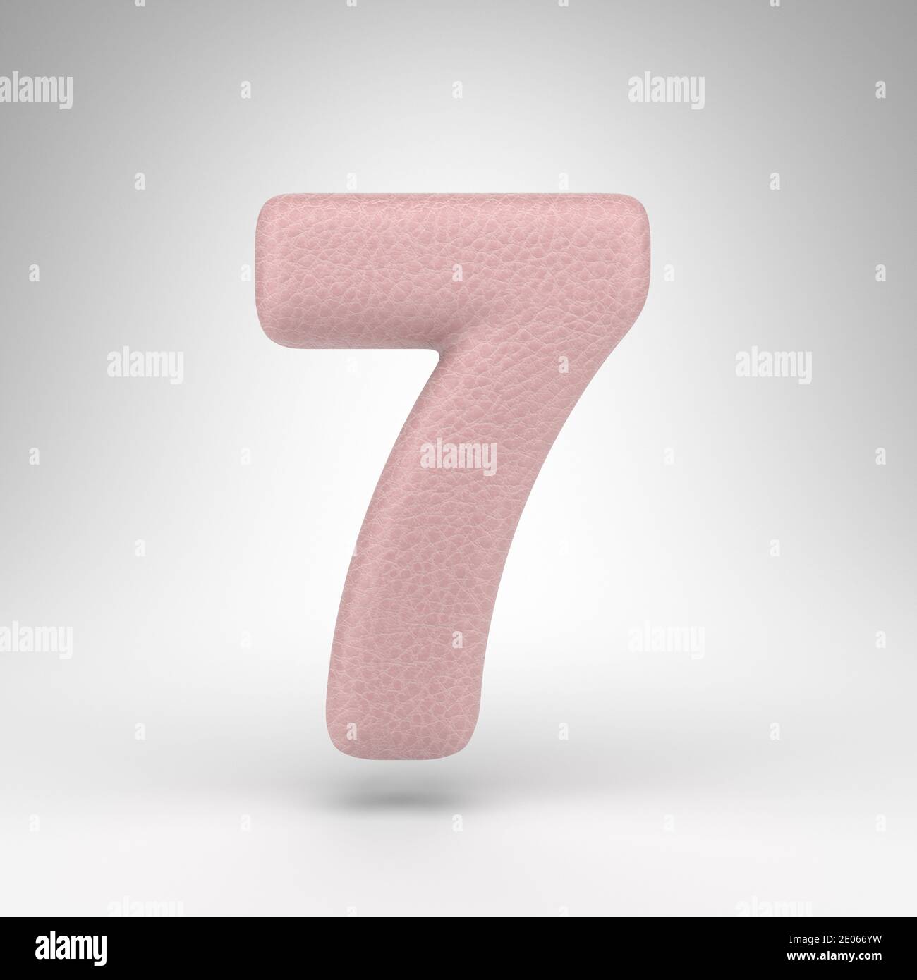 Number 7 on white background. Pink leather 3D rendered number with skin ...