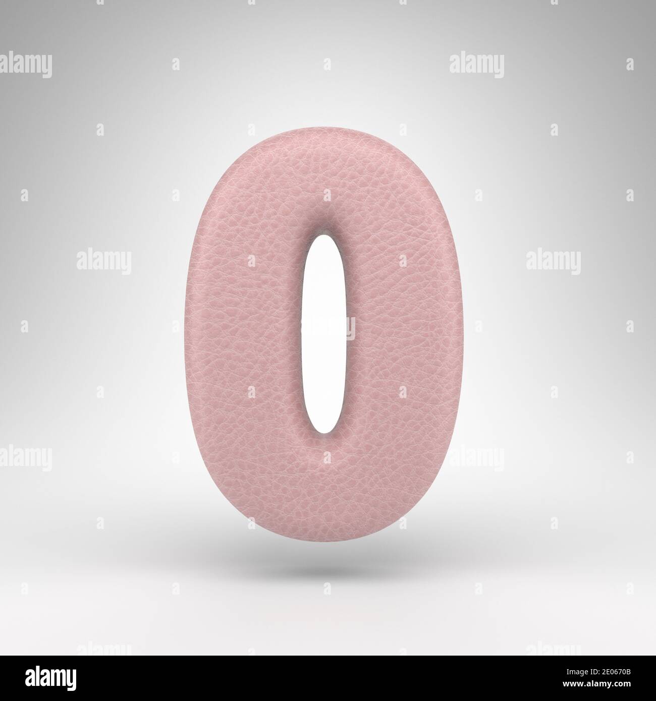 Number 0 on white background. Pink leather 3D rendered number with skin ...