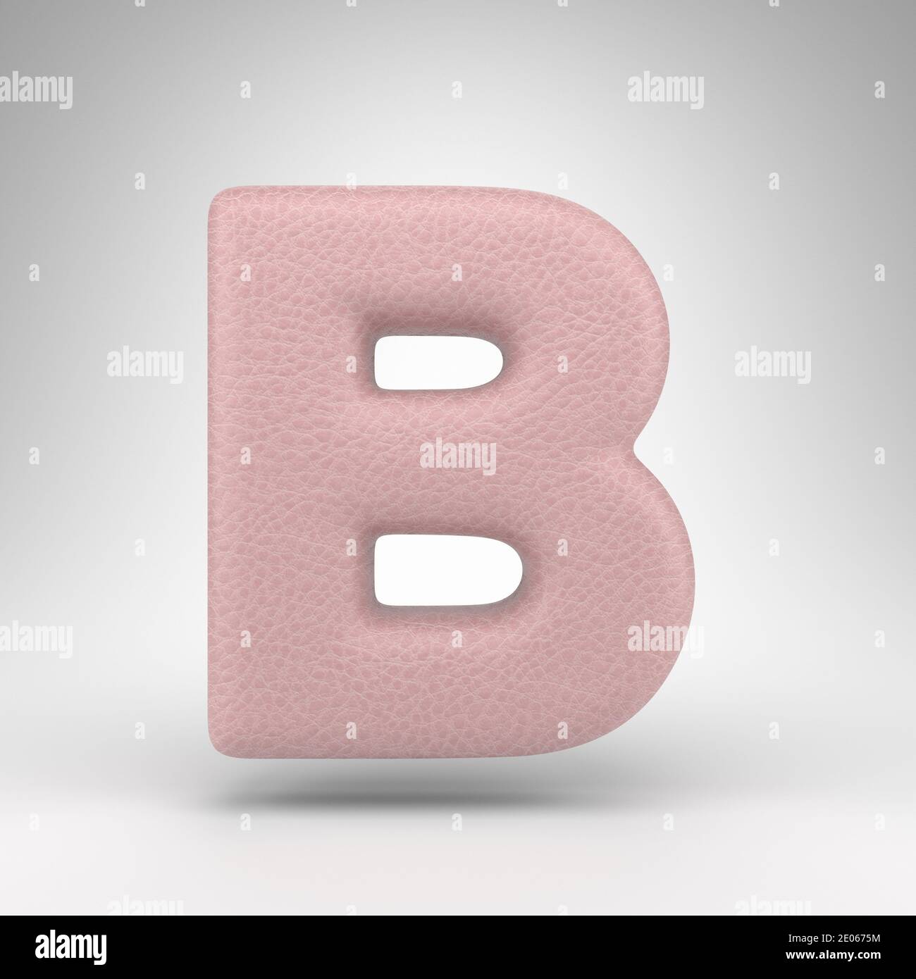 Letter B uppercase on white background. Pink leather 3D rendered font ...