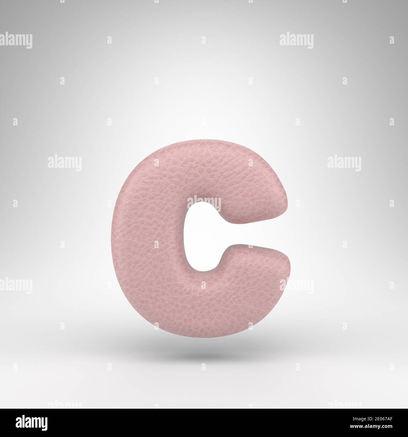 Letter C lowercase on white background. Pink leather 3D rendered font ...