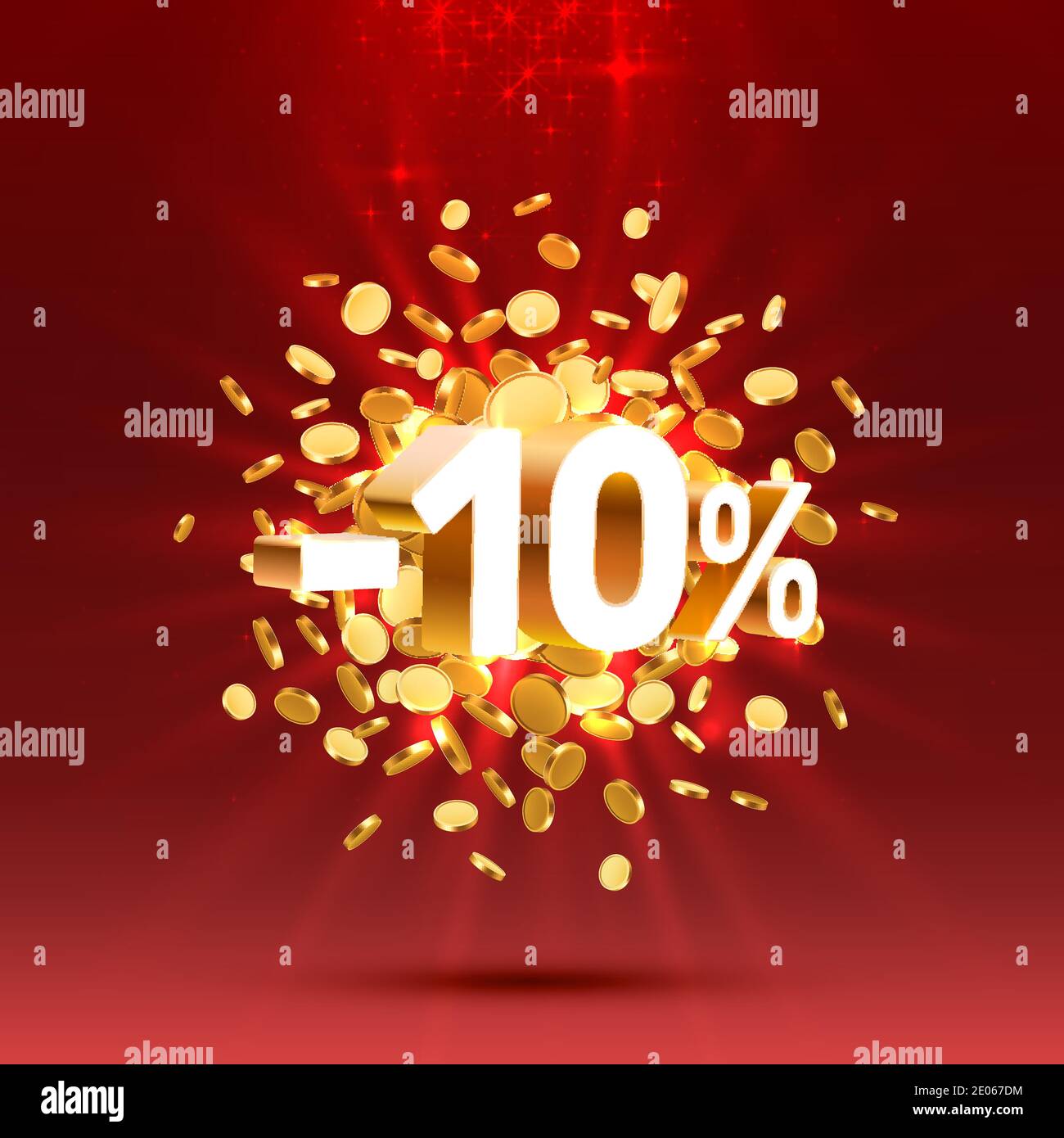Podium action with share discount percentage 10. Vector illustration ...