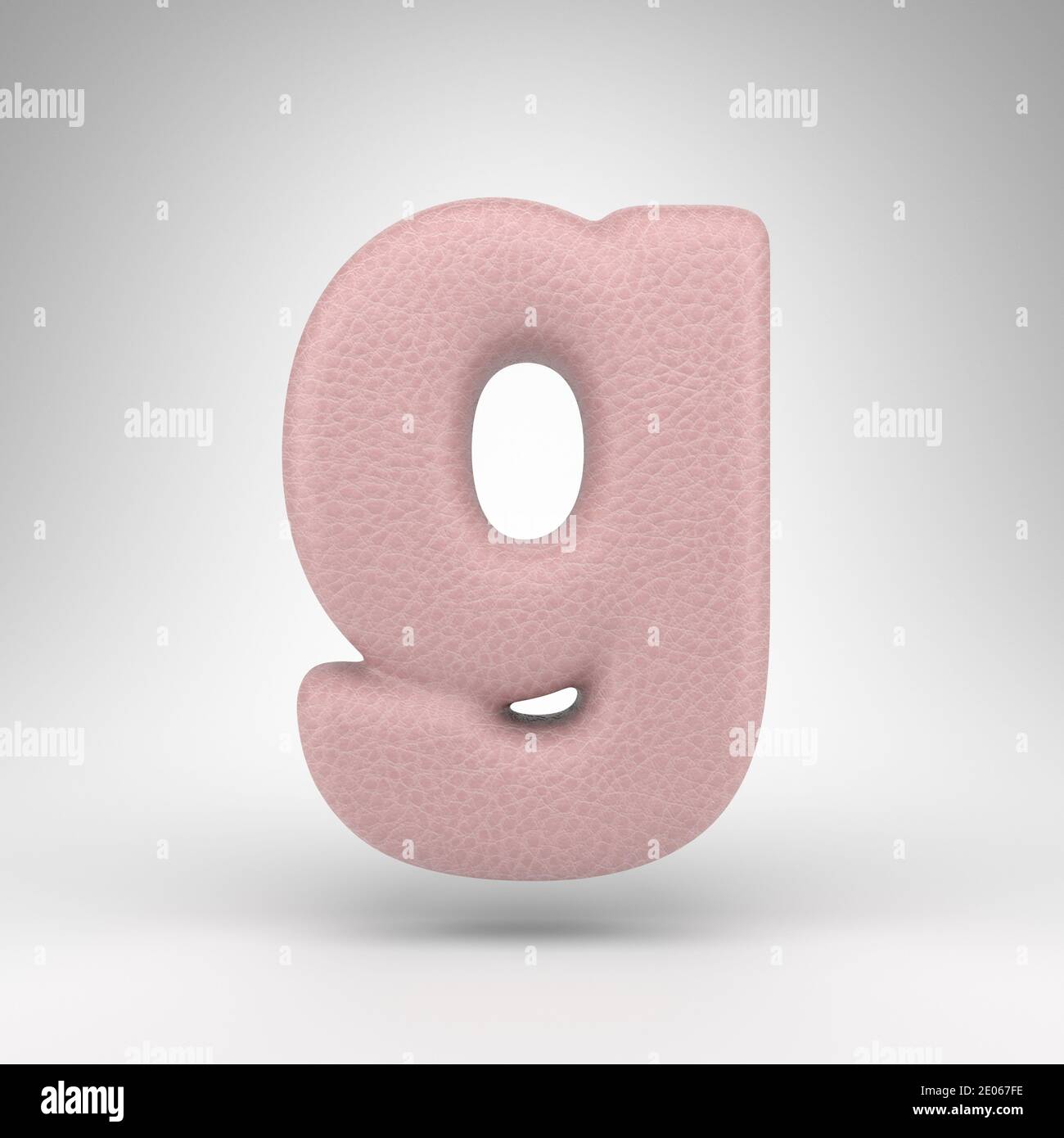 Letter G lowercase on white background. Pink leather 3D rendered font ...