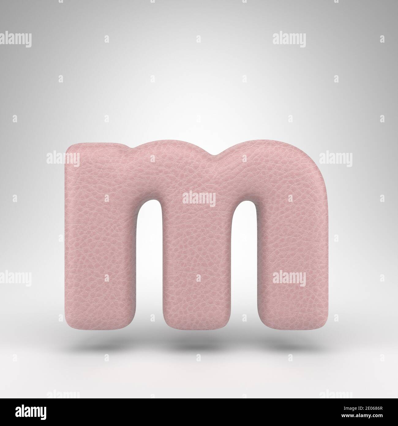 Letter M lowercase on white background. Pink leather 3D rendered font ...