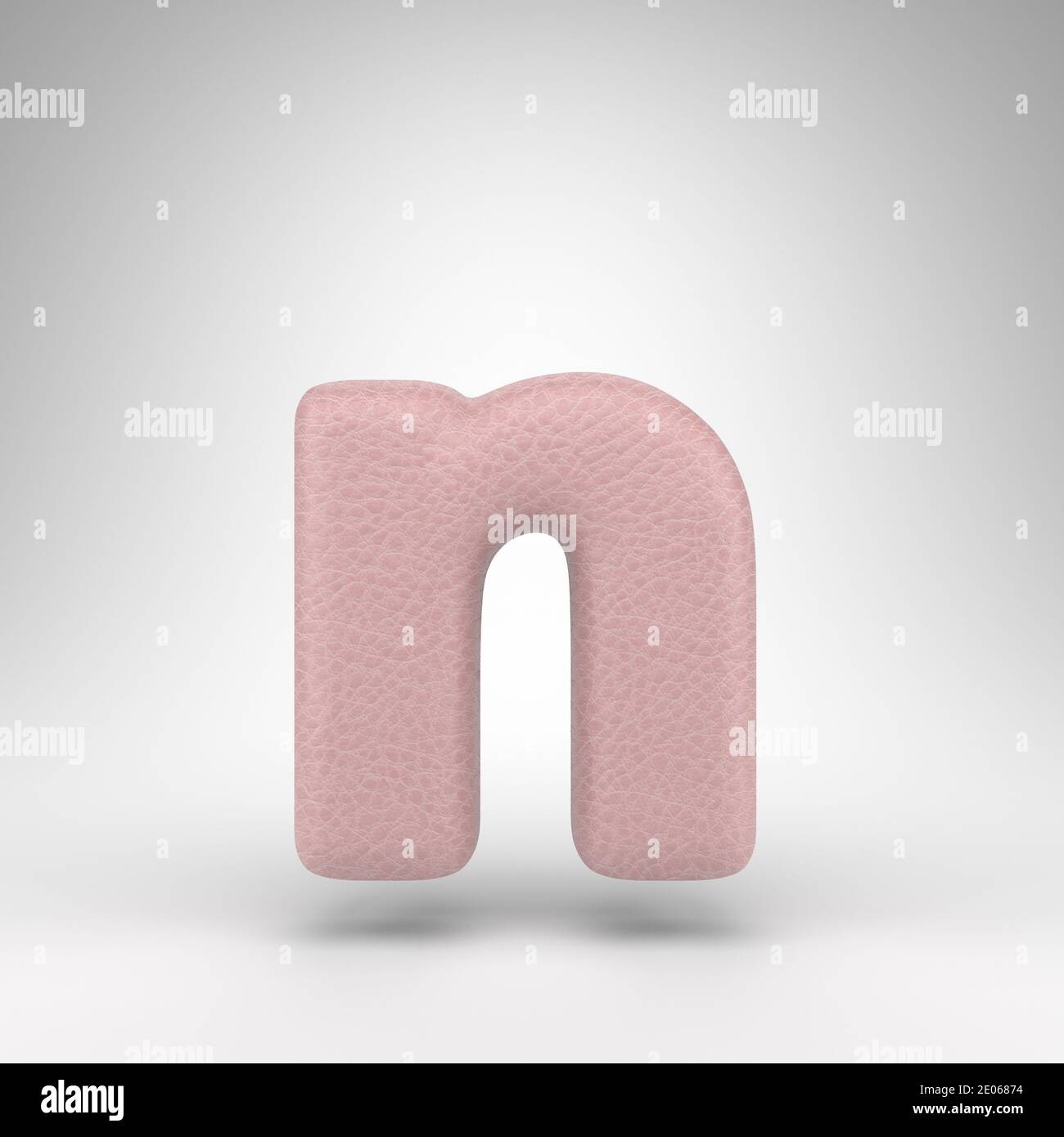 Letter N lowercase on white background. Pink leather 3D rendered font ...
