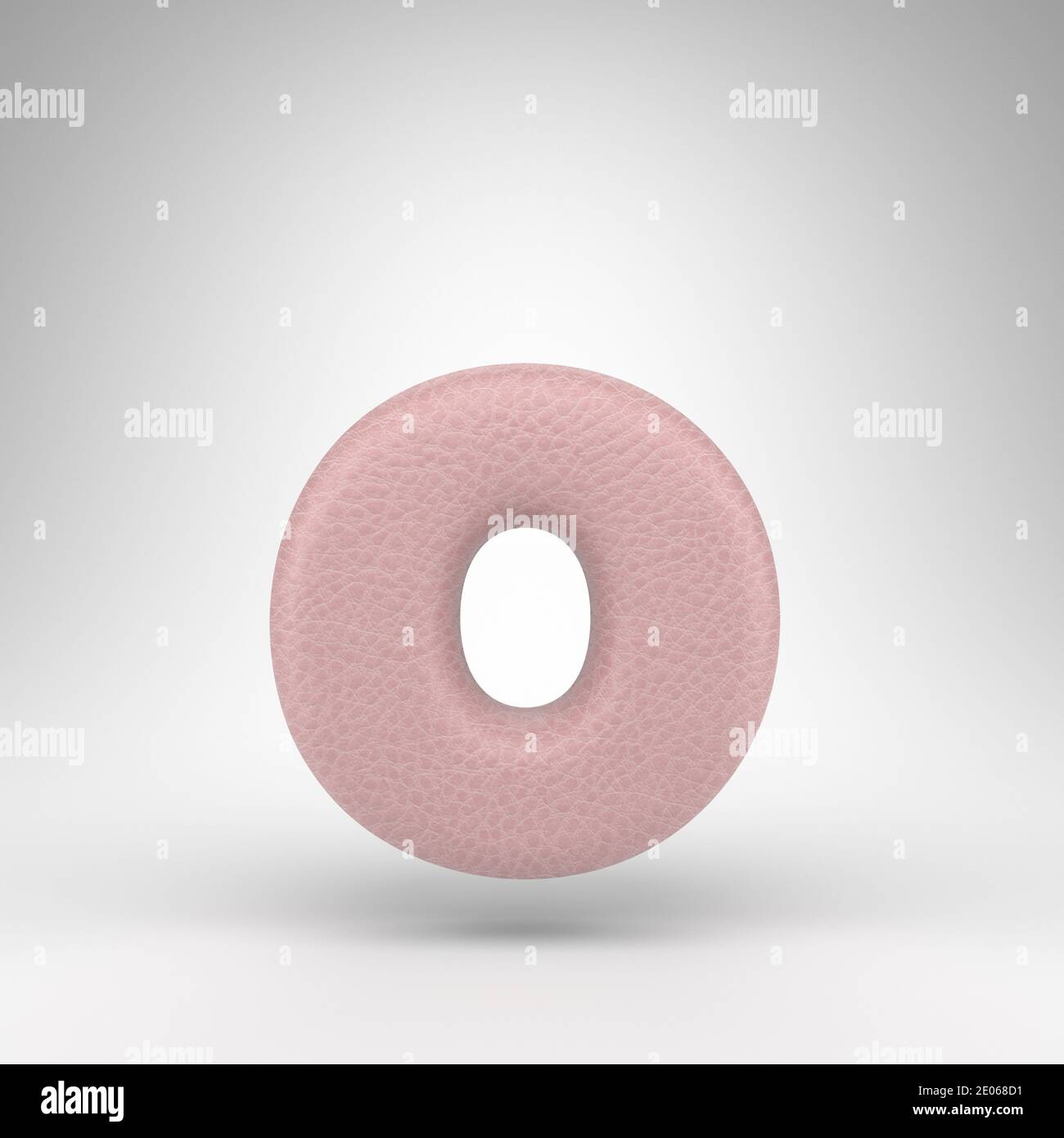Letter O lowercase on white background. Pink leather 3D rendered font ...
