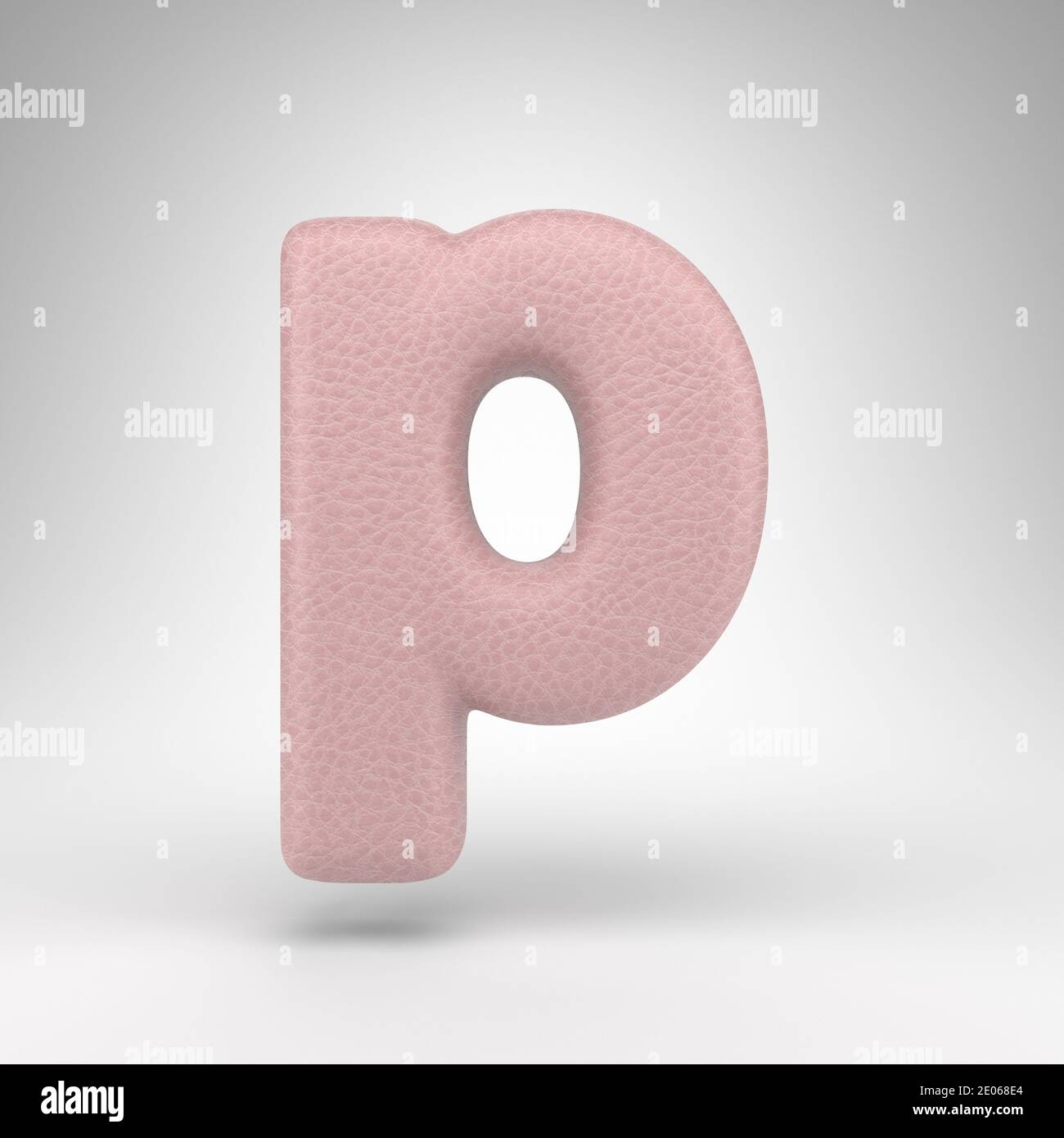 Letter P lowercase on white background. Pink leather 3D rendered font ...