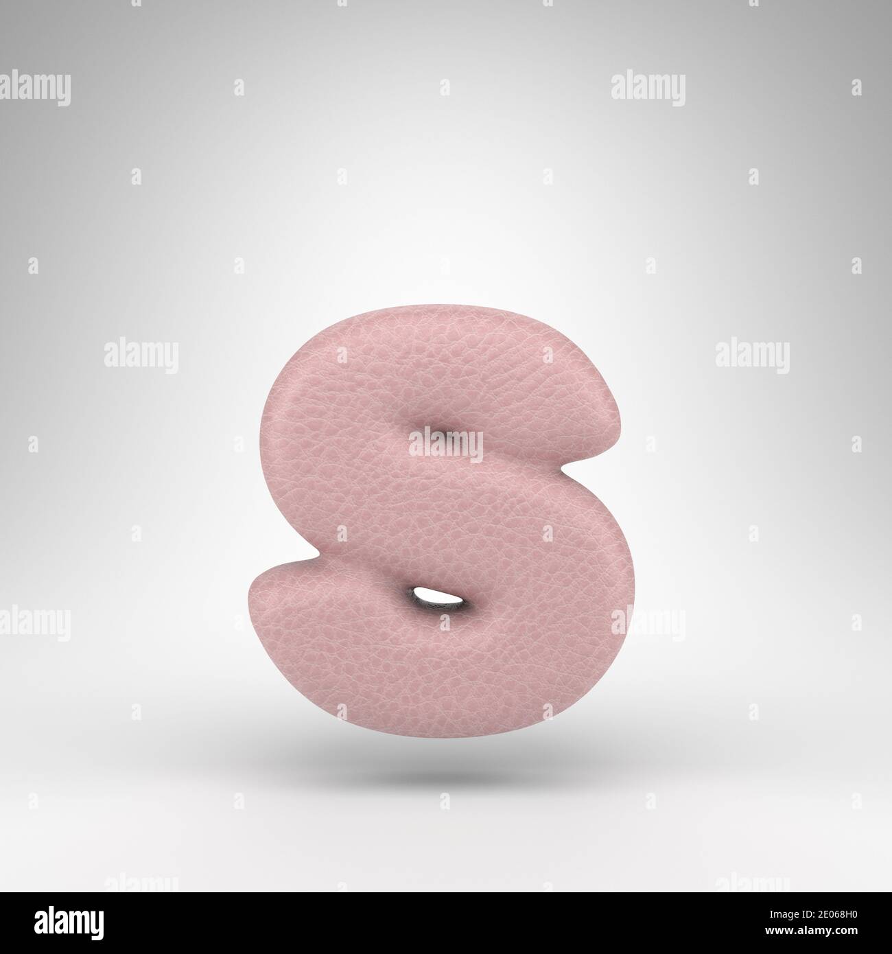 Letter S lowercase on white background. Pink leather 3D rendered font ...