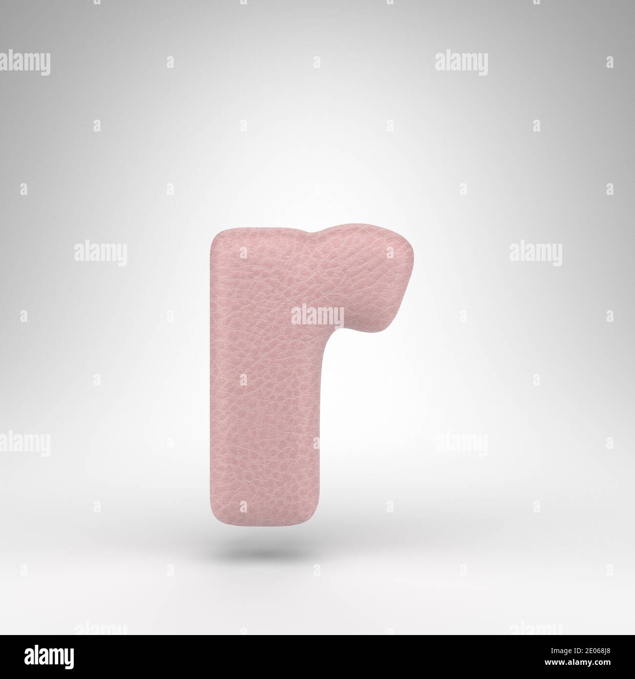 Letter R lowercase on white background. Pink leather 3D rendered font ...